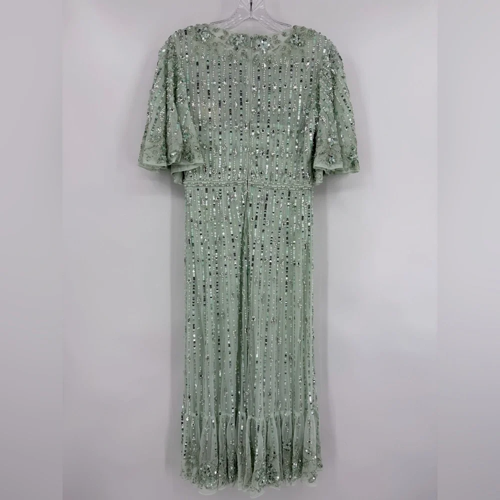 Mac Duggal | Dresses | Mac Duggal Nwt Sequined Flounce Sleeve Midi ...
